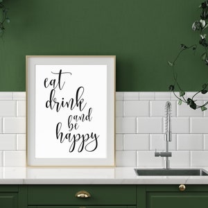 Eat Sign for Kitchen, Eat Drink and Be Happy, Funny Kitchen Signs for ...