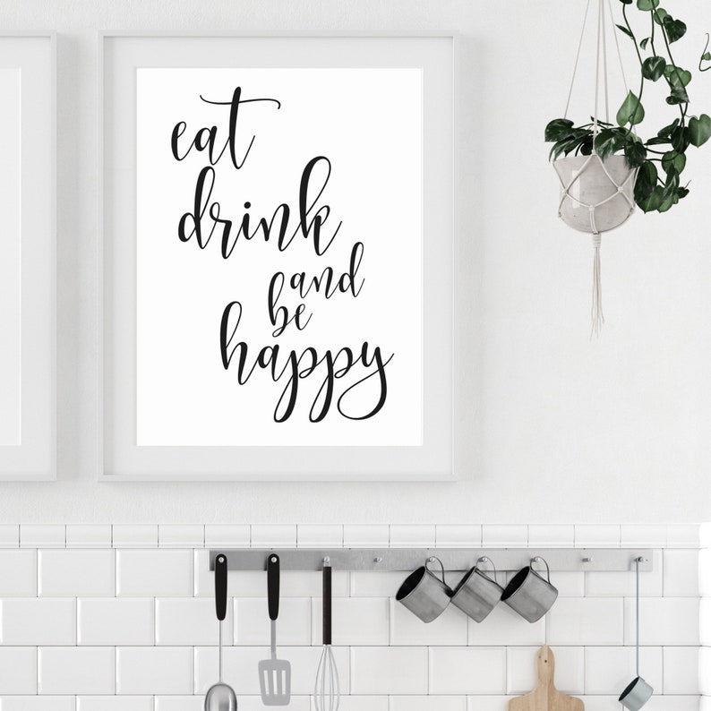 Eat Sign for Kitchen Eat Drink and Be Happy Funny Kitchen - Etsy