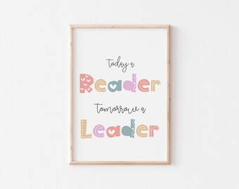 Today a Reader Tomorrow a Leader Kids Wall Art - Etsy