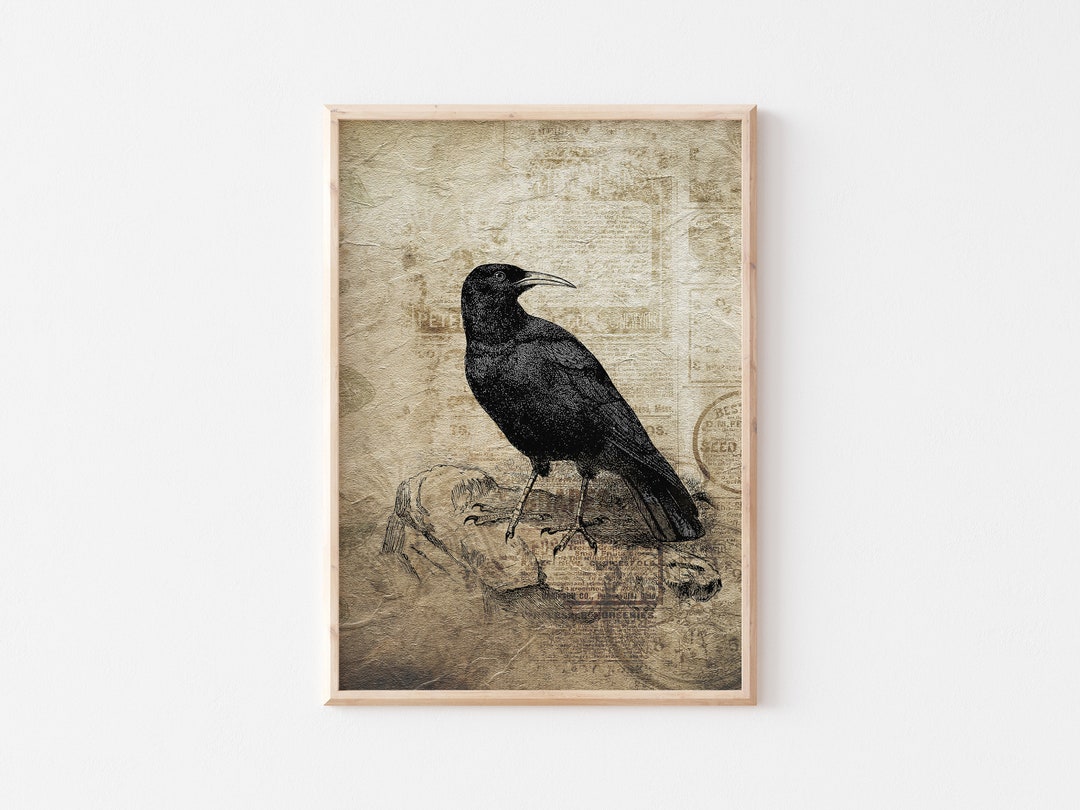 Crow for Halloween Wall Decor Halloween Printable for Creepy - Etsy