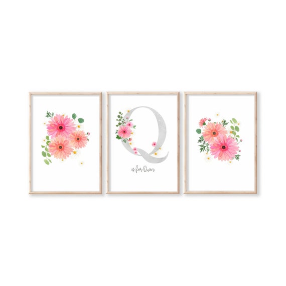 Monogram Wall Art 3 Piece Letter Wall Art for Nursery Wall | Etsy