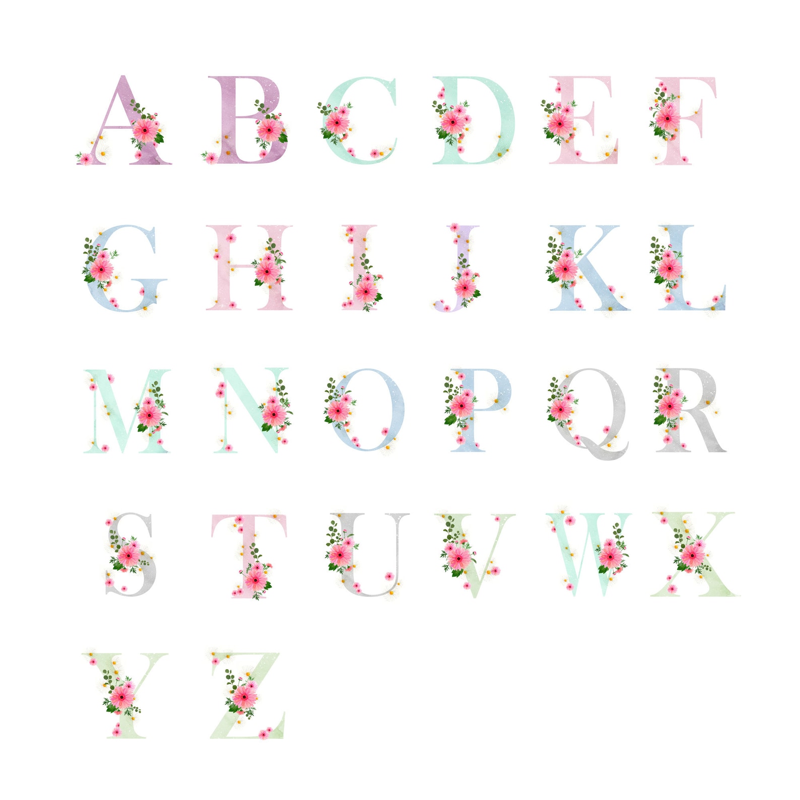 Personalized Floral Alphabet Name Print Baby Name Sign for - Etsy