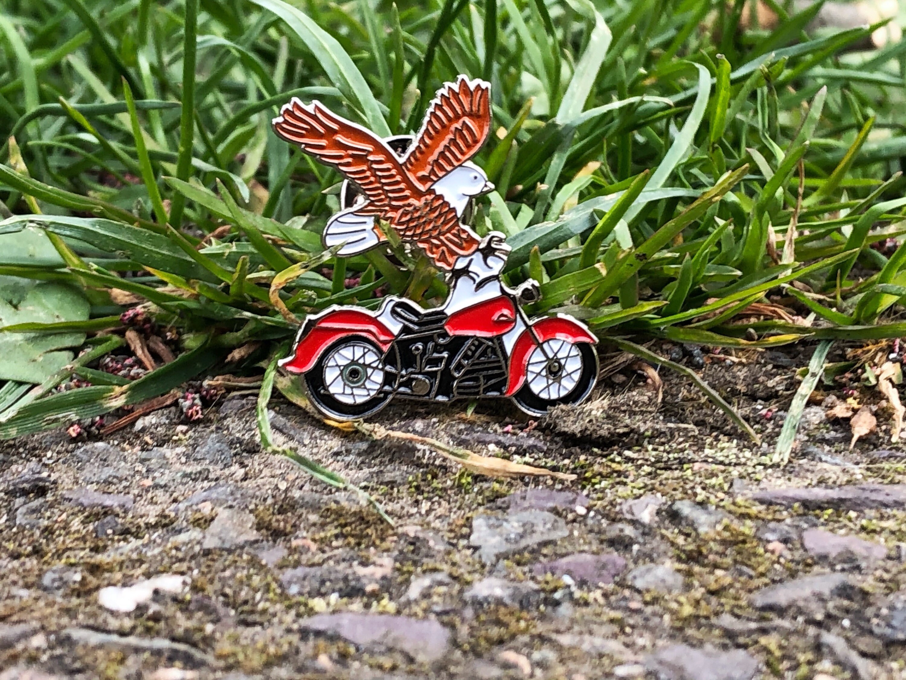 MOTORCYCLE Pin Eagle on a Motorcycle Enamel Metal Lapel Pin | Etsy