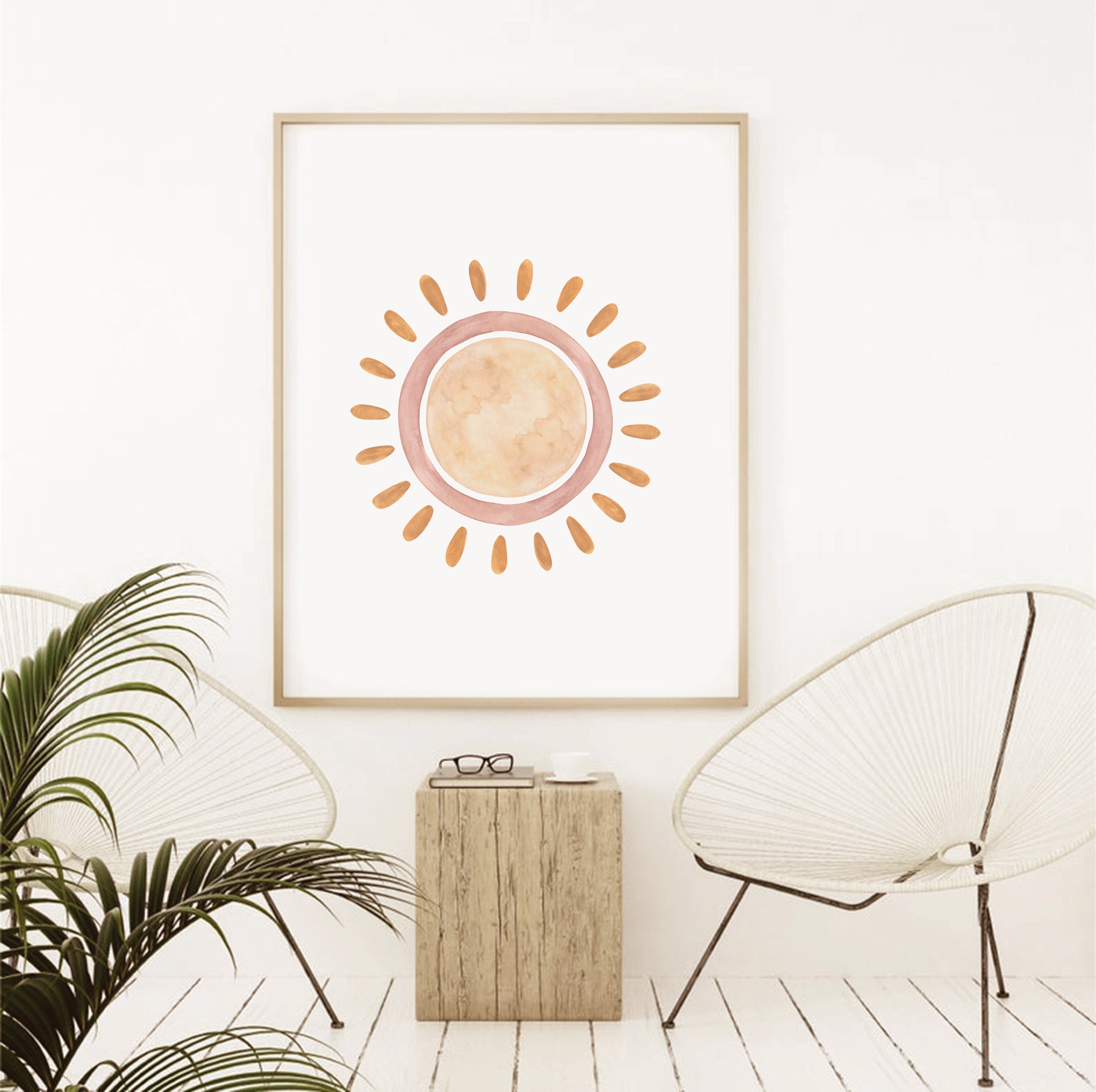 Modern Sun Art Print Abstract Sun Wall Art Mid Century Modern | Etsy