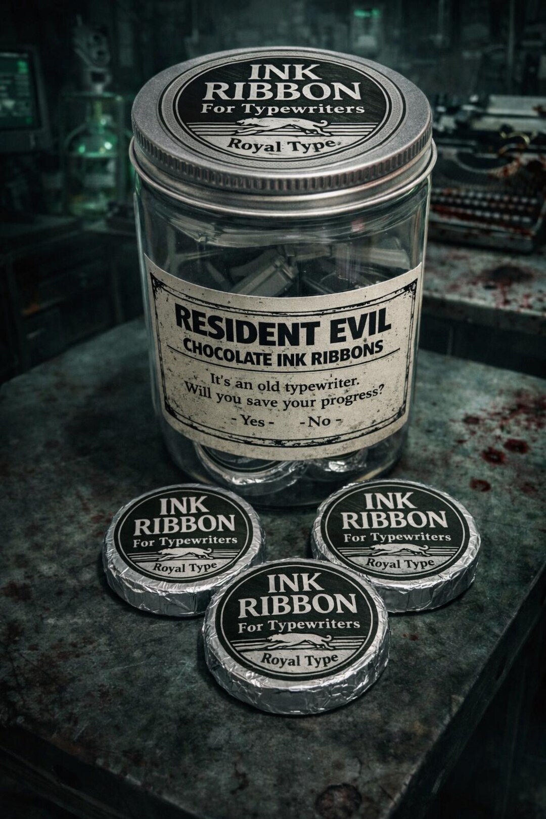 Resident Evil Requiem –inspired Chocolate Ink Ribbon Jar – Edible ...
