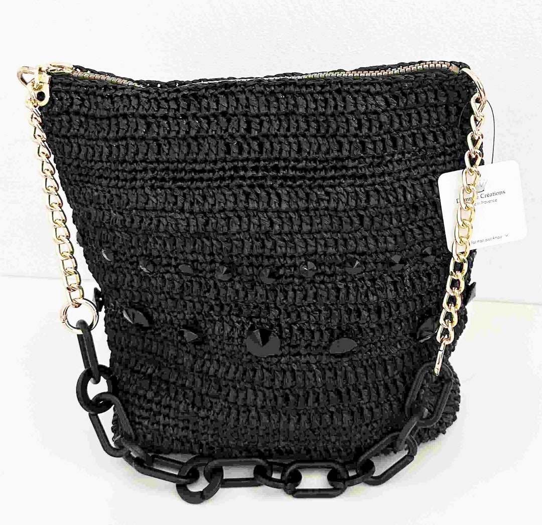 Iridescent Black Raffia Bag, Raffia Evening Bag - Etsy