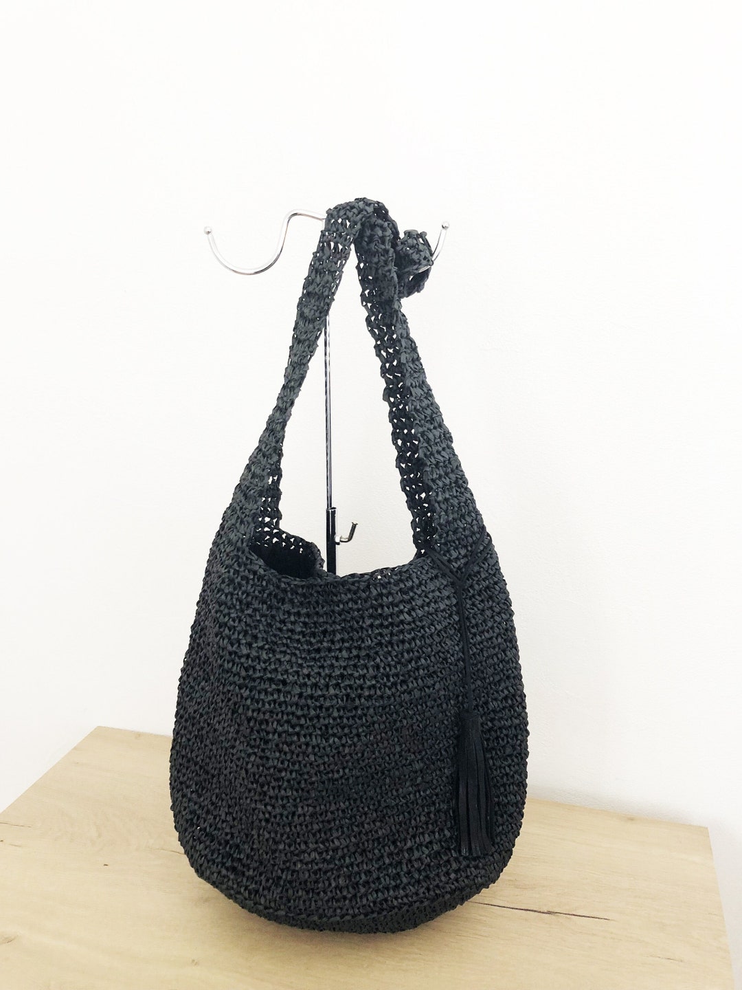 Black Raffia Bag, Boho Chic Bag, Palm Tree Bag, Boho Bag, Summer Bag - Etsy