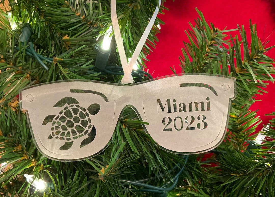 Florida Turtle Beach Ornament, Miami Sunglass Ornament, Miami Christmas ...