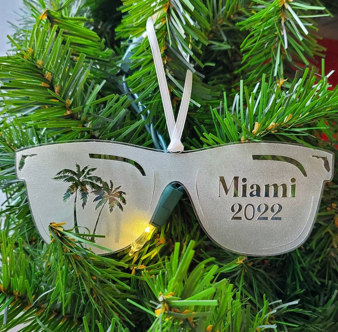 Florida Towns Sunglass Ornament, Miami Sunglass Ornament, Miami ...