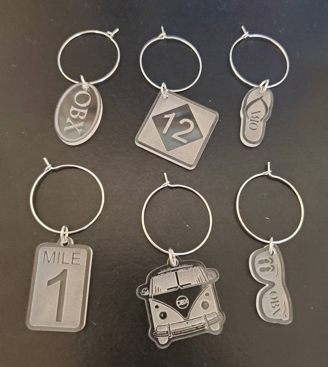 OBX Wine Drink Charms, Outer Banks Wine Charms, OBX Souvenir, OBX Drink ...