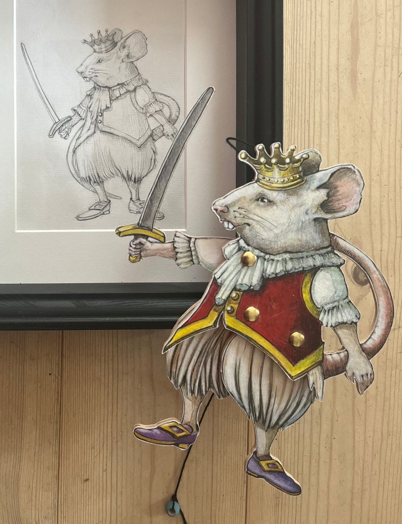 Handmade Vintage Mouse King Jumping Jack Puppet Enchanting Character ...