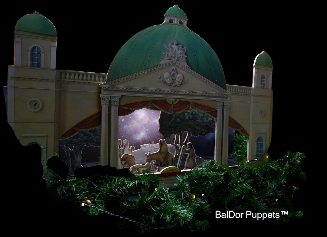 Large Wooden Puppet Theatre Shadow Theatre Nativity Story Set 18 Color ...