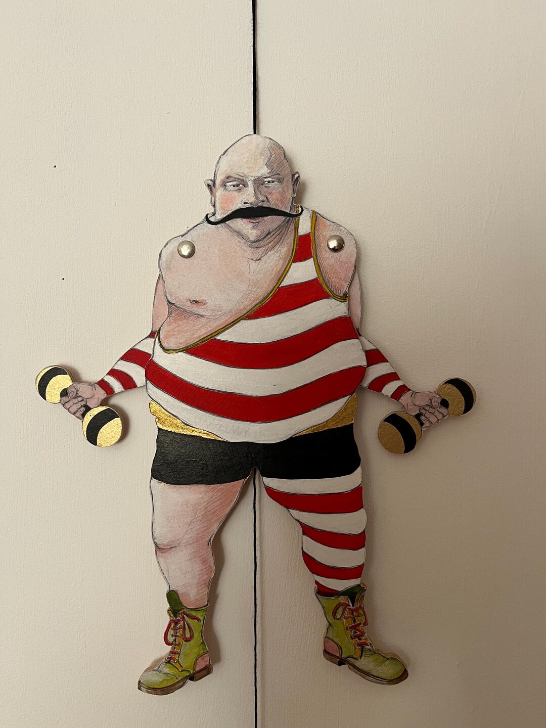Handmade Strongman Jumping Jack Puppet: Large Wooden Art Doll - Etsy