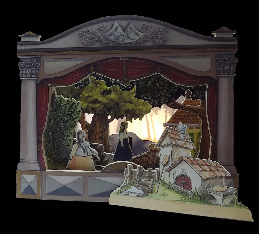 Hand Crafted Wooden Toy Theater: Mother Holle Shadow Puppets - Etsy