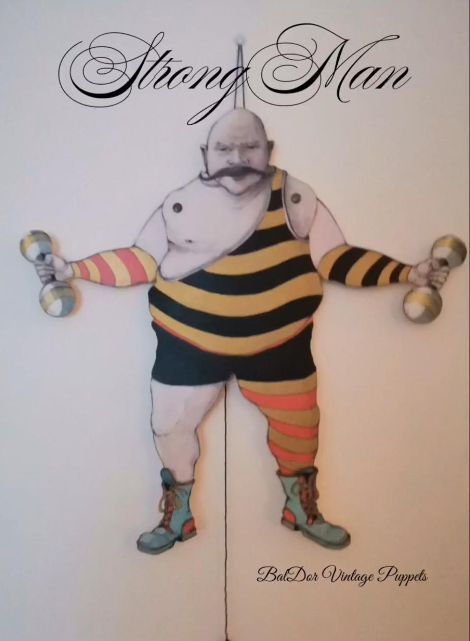 Handcrafted & Hand-painted Wooden Strongman Jumping Jack Puppet ...