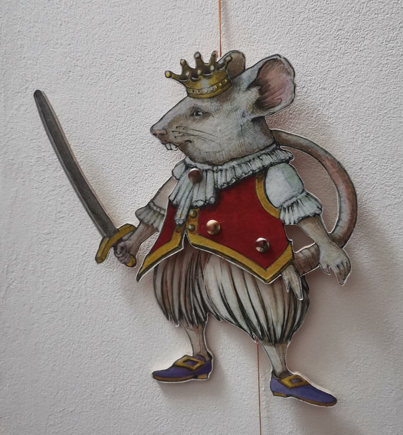 Handmade Vintage Mouse King Jumping Jack Puppet Enchanting Character ...