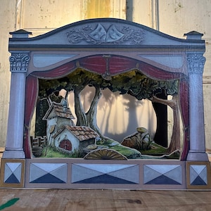 Vintage Style Wooden Theater and Shadow Theater 2 in 1, 55 Pieces in ...