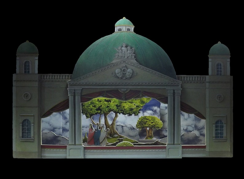 Large Wooden Puppet Theatre Shadow Theatre Nativity Story Set 18 Color ...