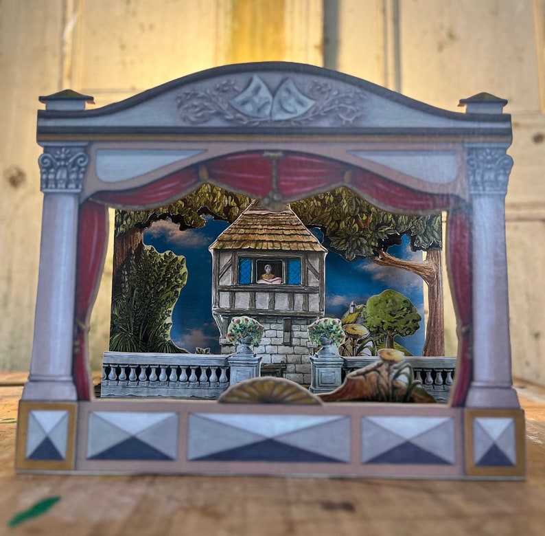 Vintage Style Wooden Theater and Shadow Theater 2 in 1, 55 Pieces in ...