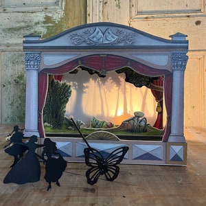 77-piece Wooden Shadow Theater and Colorful Toy Theater 2-in-1 Set - Etsy