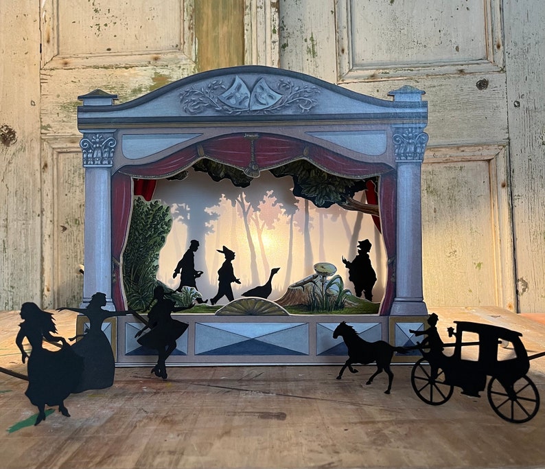 77-piece Wooden Shadow Theater and Colorful Toy Theater 2-in-1 Set - Etsy