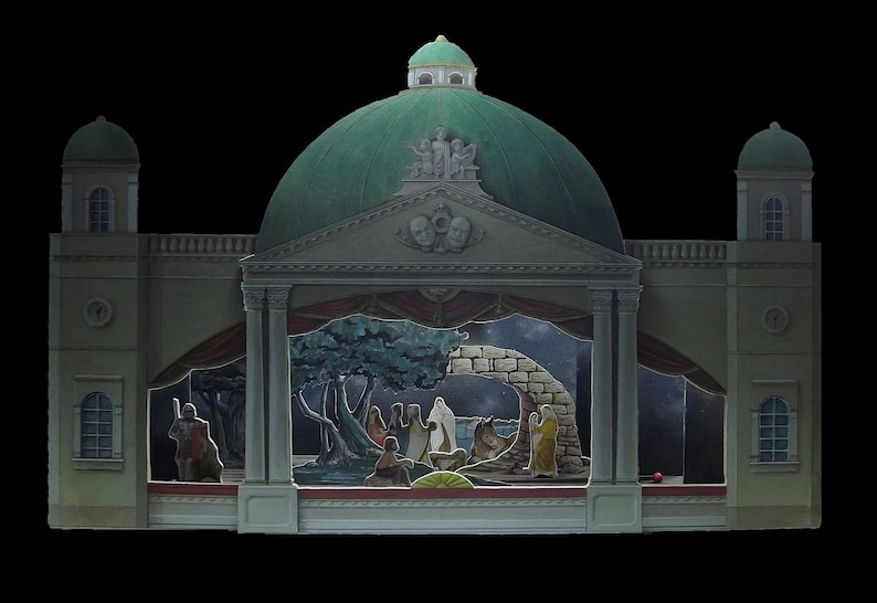 Large Wooden Puppet Theatre Shadow Theatre Nativity Story Set 18 Color ...