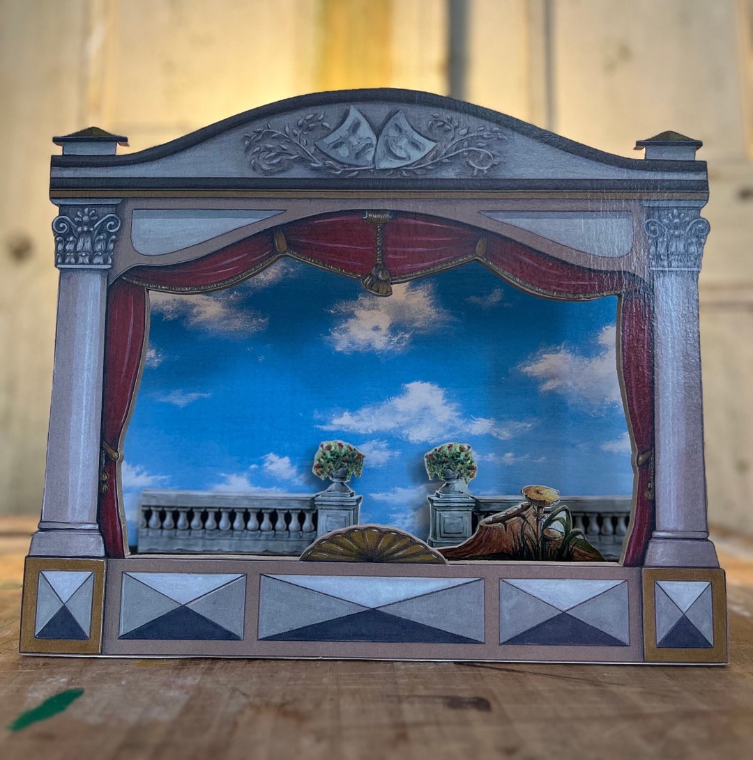 Vintage Style Wooden Theater and Shadow Theater 2 in 1, 55 Pieces in ...