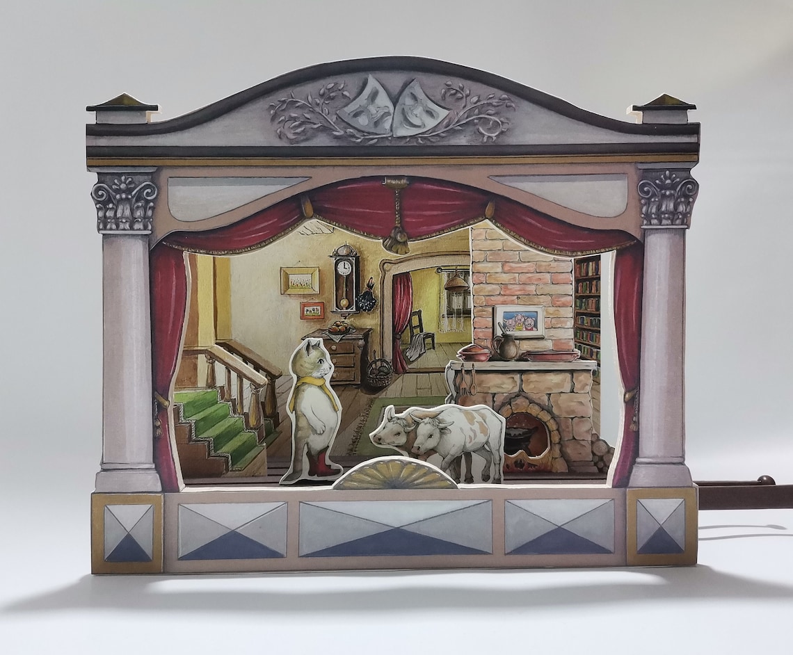 Wooden Hand Made Puppet Theater With Shadow Screen About an - Etsy