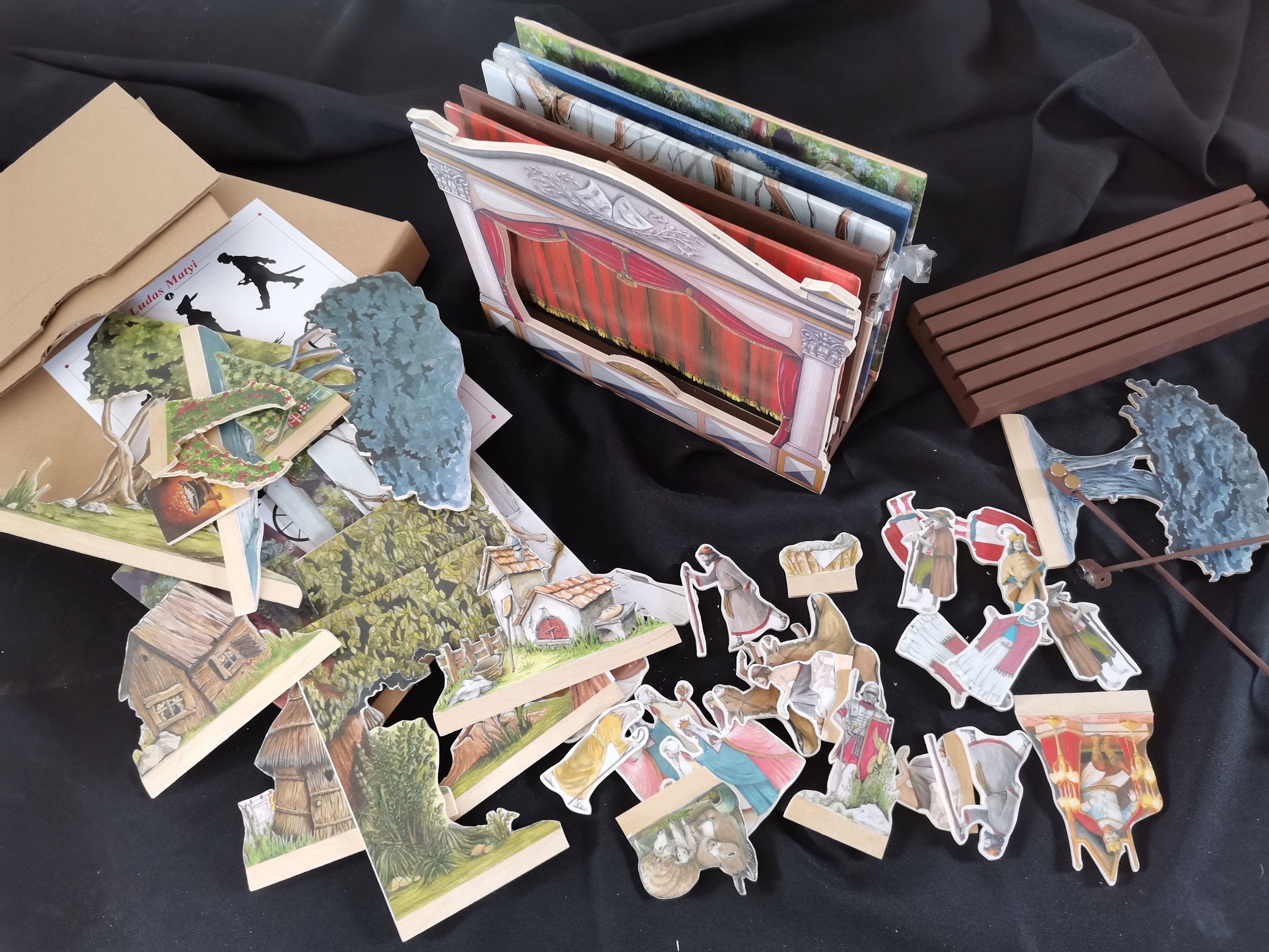 77-piece Wooden Shadow Theater and Colorful Toy Theater 2-in-1 Set - Etsy