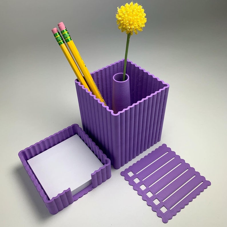 CHLOE Pen Holder With Mini Vase - Desk Organization - Office Desk Decor ...