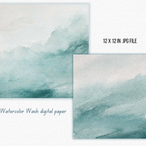 Watercolor Aqua Teal Wash Clipart, Splash Brush Stroke Clipart, Sea ...