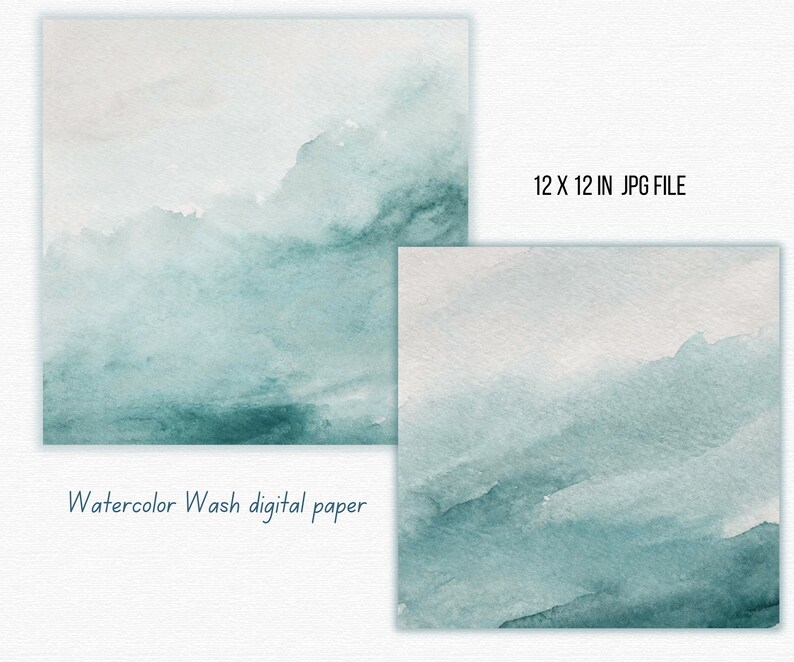 Watercolor Aqua Teal Wash Clipart, Splash Brush Stroke Clipart, Sea ...