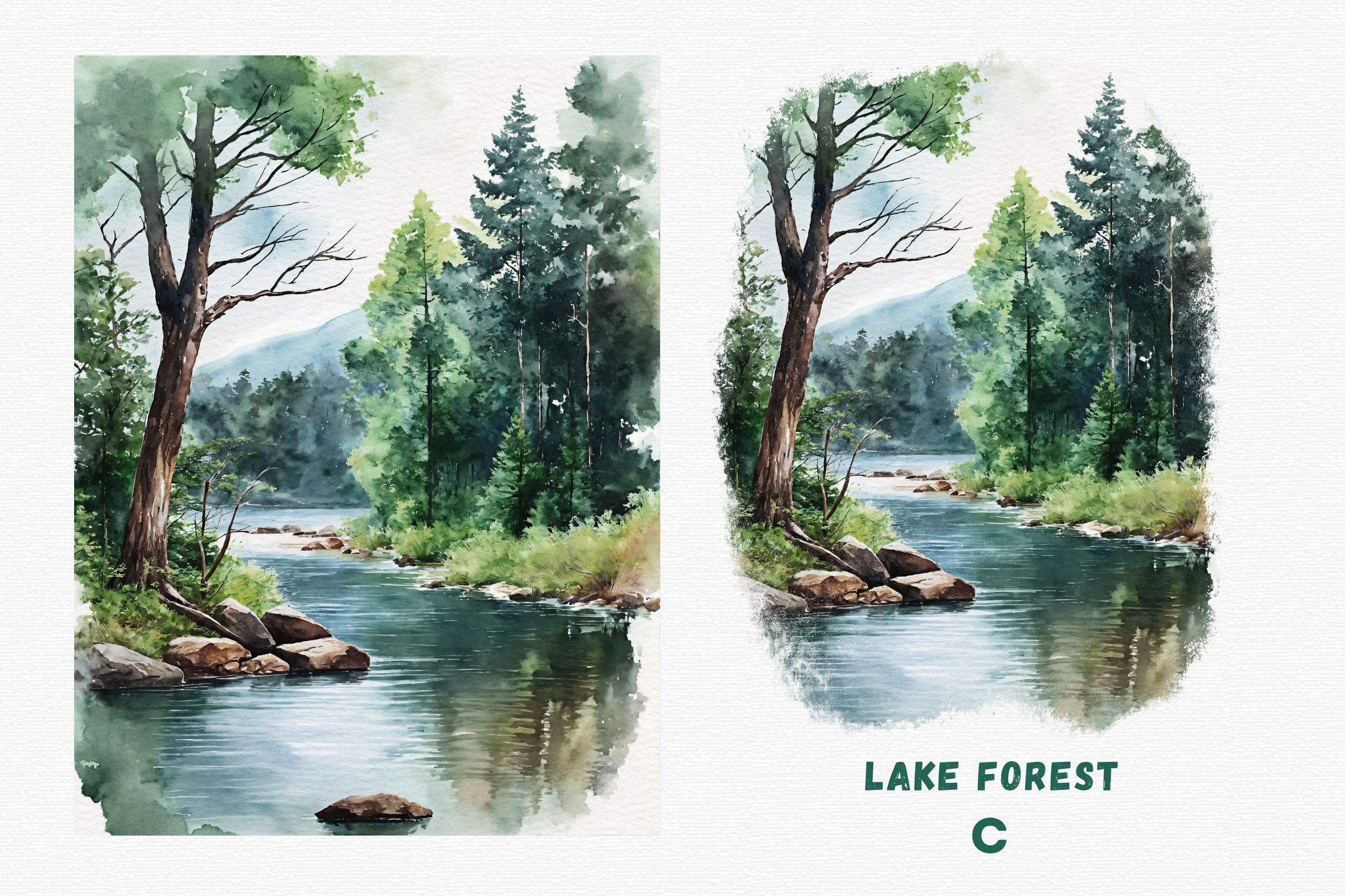 Watercolor Mountain Clipart, Watercolor Clipart, Mountain Landscape ...