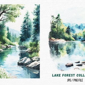 Watercolor Mountain Clipart, Watercolor Clipart, Mountain Landscape ...