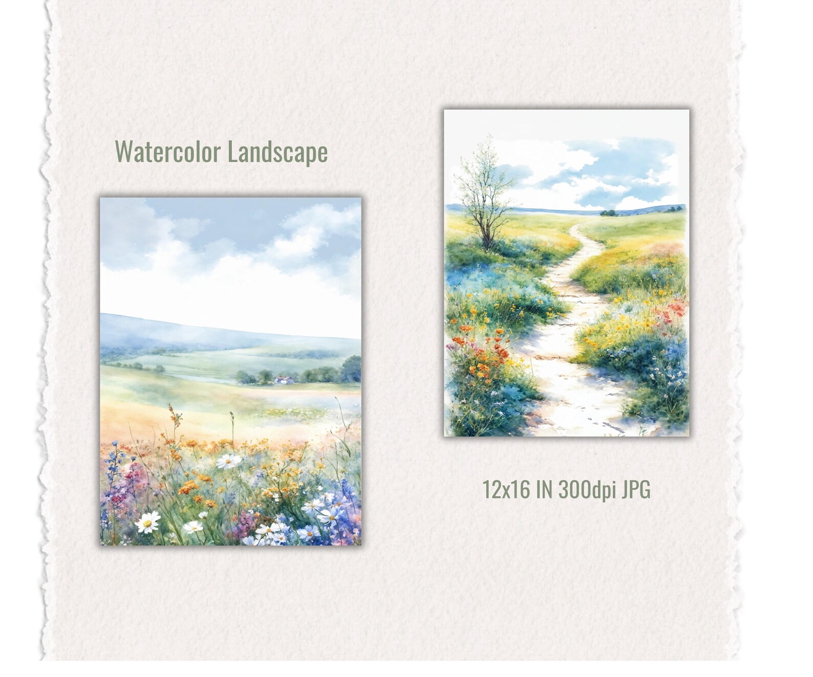 Springfield Landscape Clipart, Watercolor Landscape Clipart, Country ...