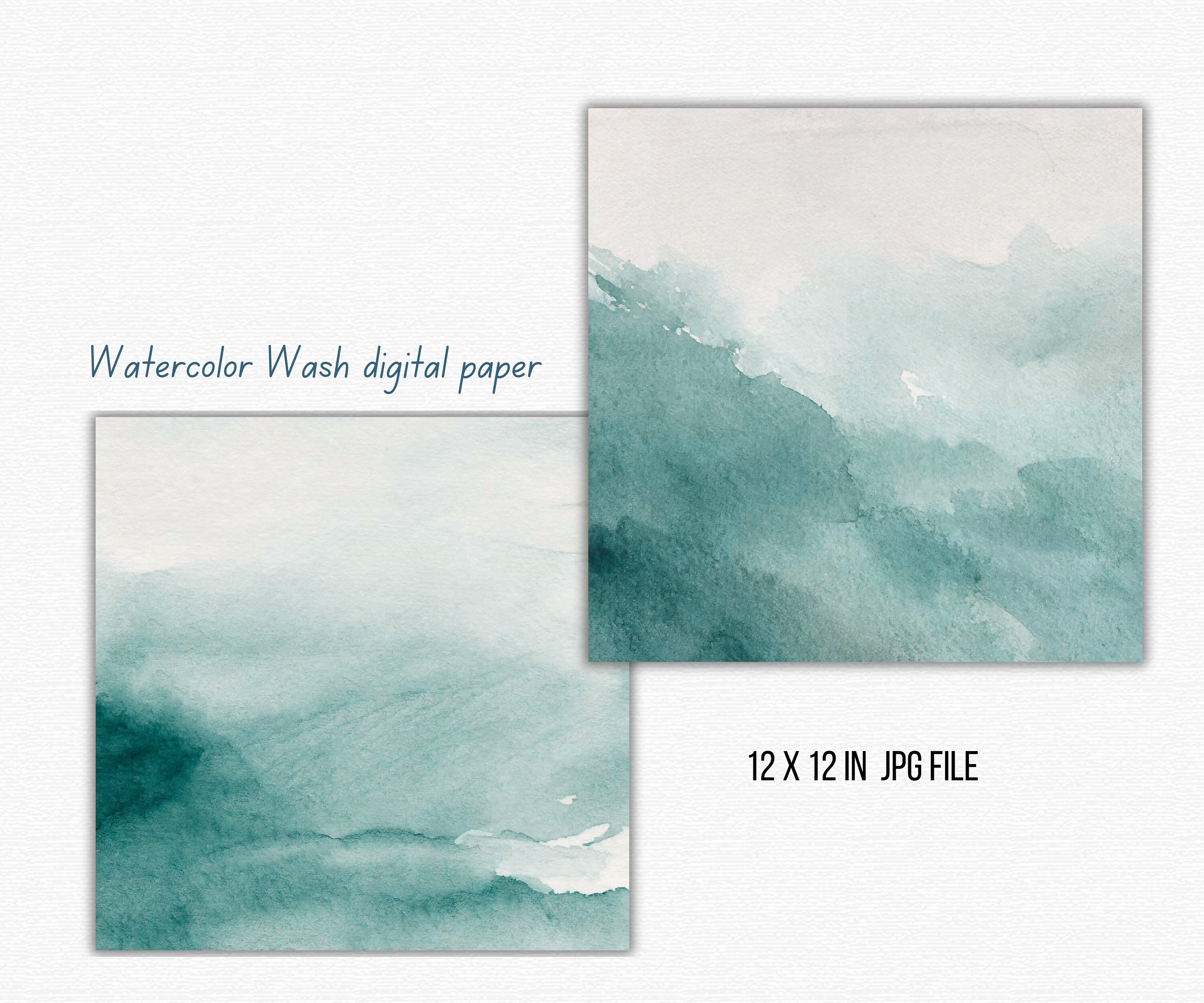 Watercolor Aqua Teal Wash Clipart, Splash Brush Stroke Clipart, Sea ...