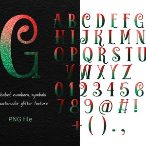 Christmas Alphabet Clipart, Digital Alphabet Letters Clipart Watercolor ...