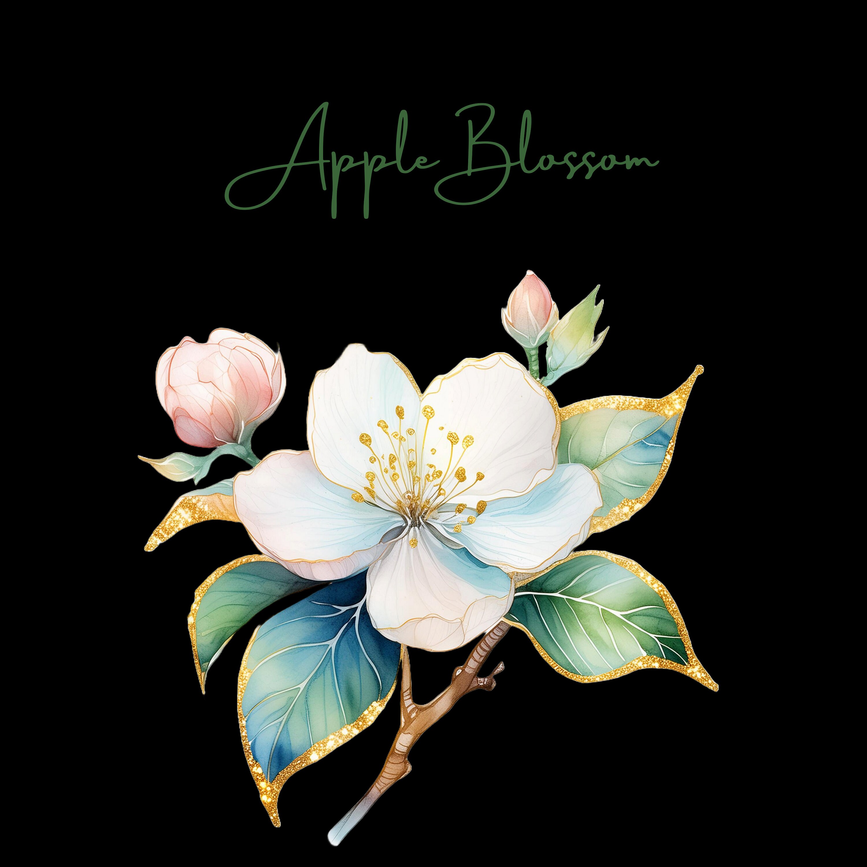Apple Blossom Clipart, Watercolor Clipart, Spring Garden Clipart ...