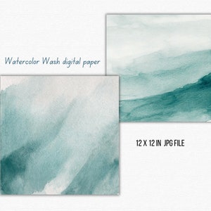 Watercolor Aqua Teal Wash Clipart, Splash Brush Stroke Clipart, Sea ...