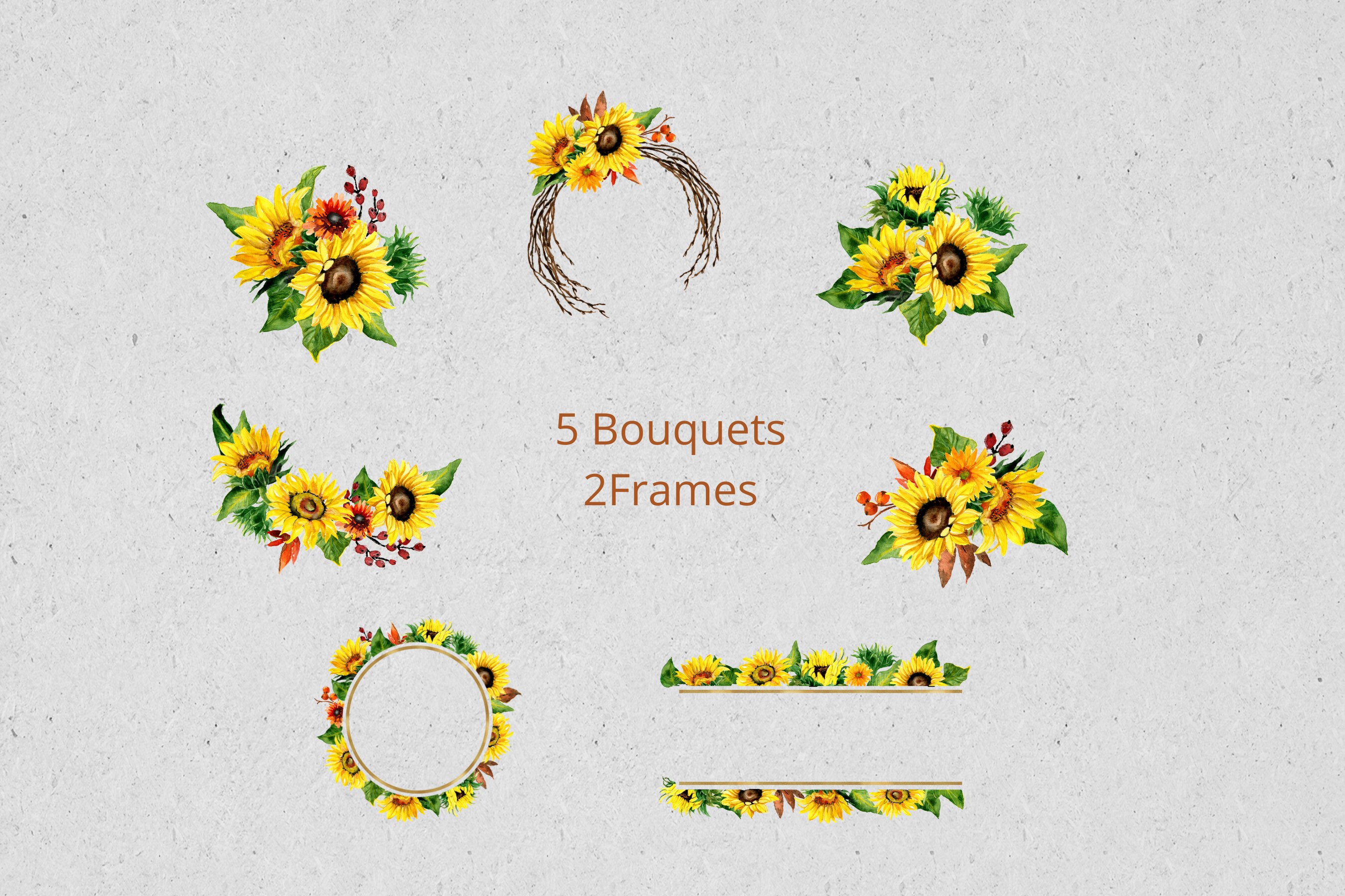 Sunflower Watercolor Clipart, Fall Flower Bouquets, Autumn Floral ...