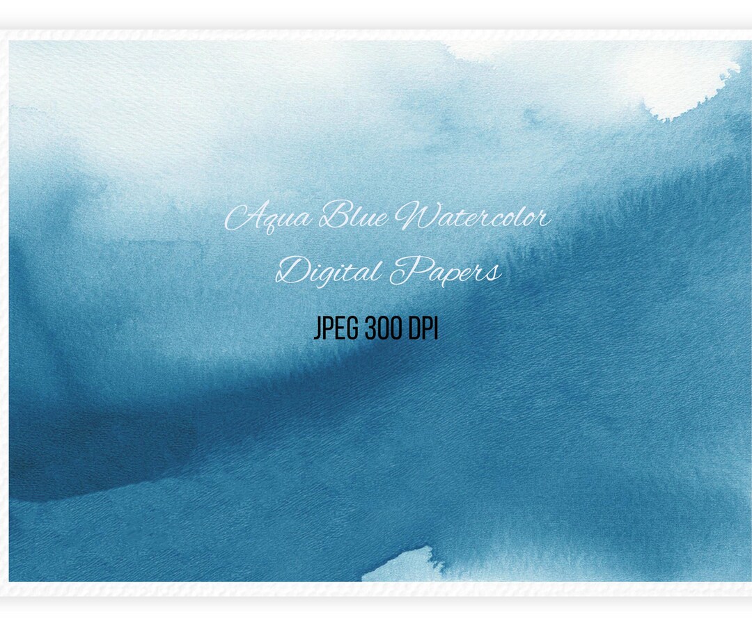 Watercolor Aqua Blue Teal Wash Clipart, Splash Brush Stroke Clipart ...