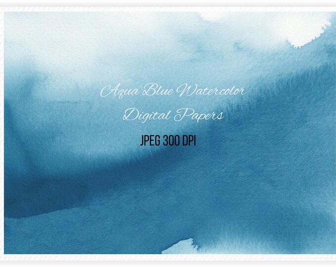 Blue & Green Watercolor Digital Paper, Aqua + Teal Background Paper ...