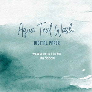 Watercolor Aqua Teal Wash Clipart, Splash Brush Stroke Clipart, Sea ...