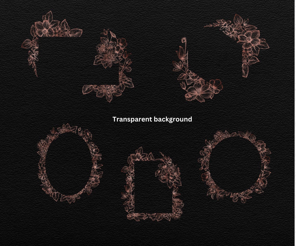 Rose Gold Floral Frame Clipart, Vintage Gold Rosegold Frames Romantic ...