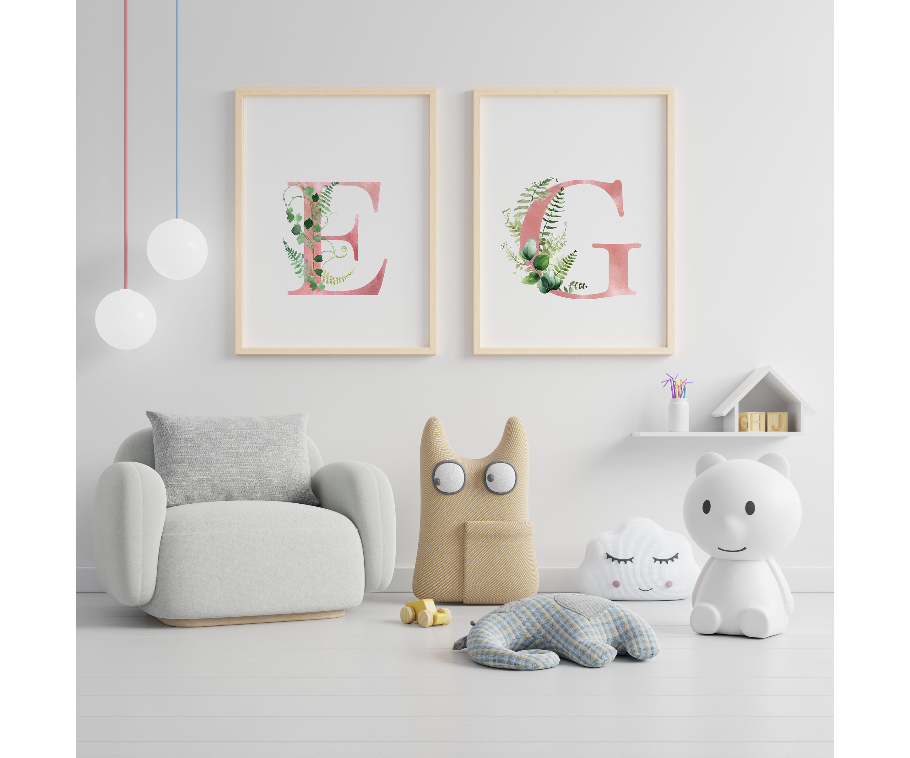 Watercolor Greenery Alphabet, Watercolor Alphabet Clipart, Botanical ...