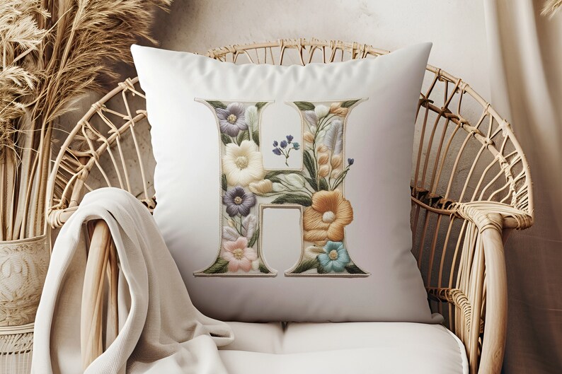 Embroidered Alphabet Clipart, Faux Embroidery Alphabet PNG, Alphabet ...