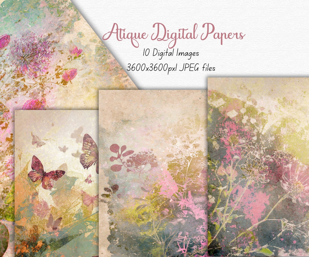 Antique Digital Paper Clipart, Abstract Art Design Paper, Distressed ...