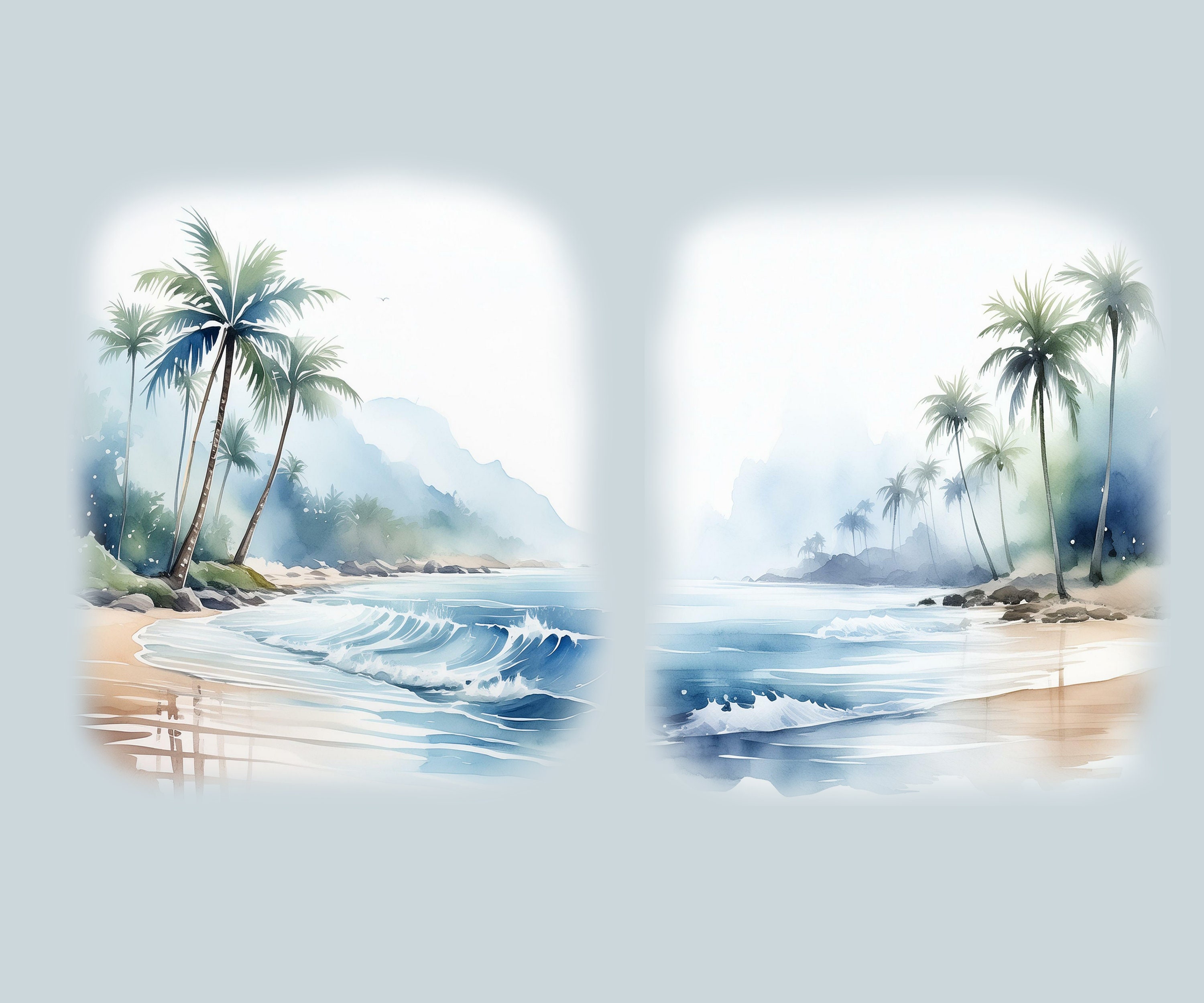 Watercolor Beach Clipart, Watercolor Ocean Clipart, Sand Beach Clipart ...