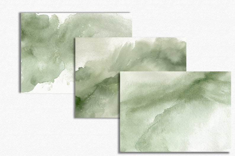 Watercolor Sage Green Clipart, Splash Brush Strokes Clipart for ...