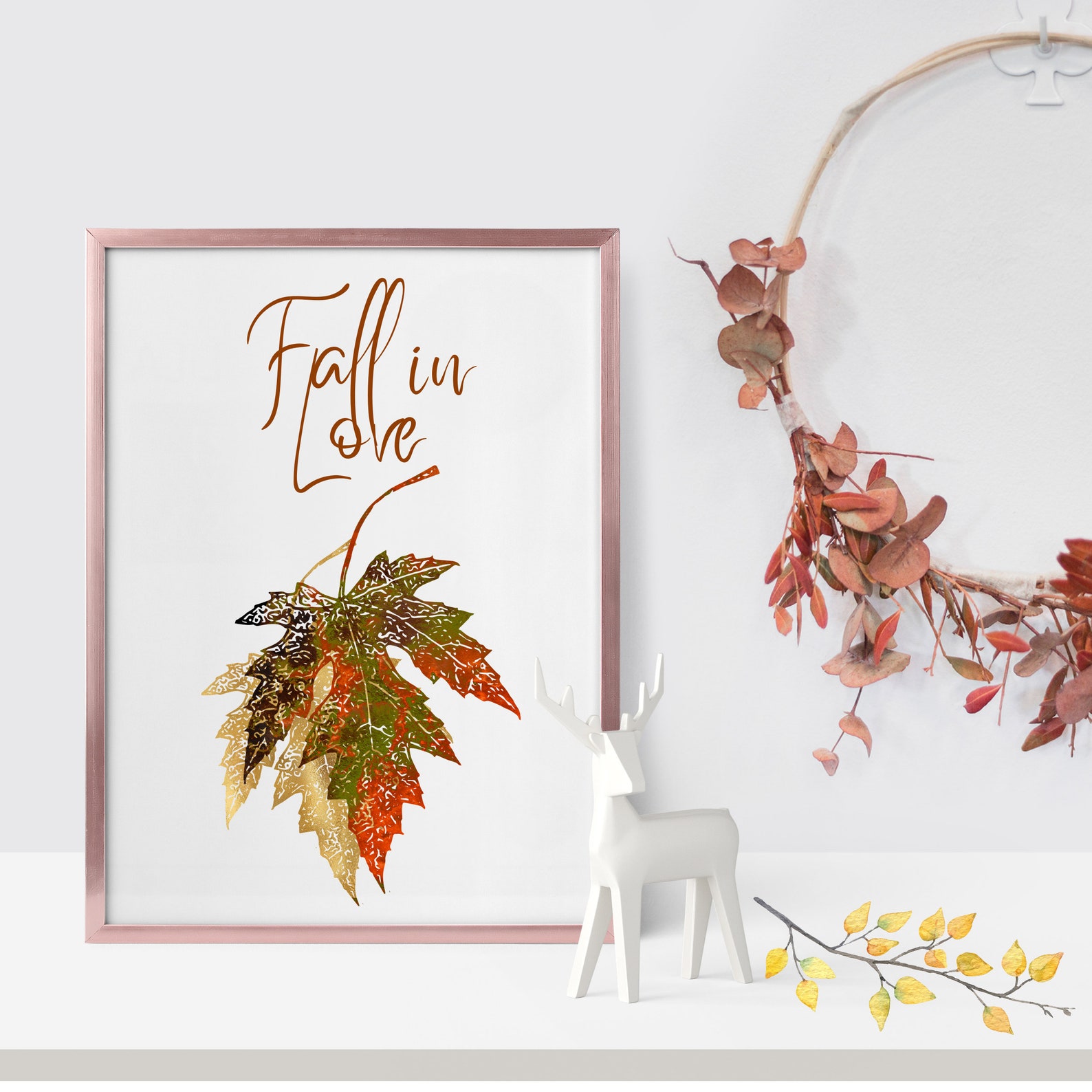 Fall Colorful Leaves Clipart, Autumn Botanical Illustraiton ...